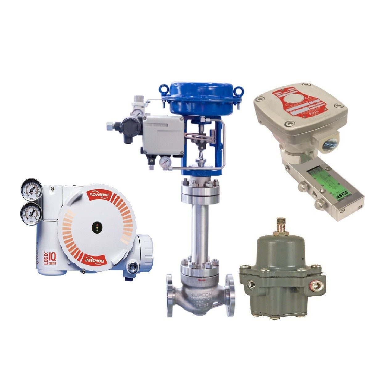 Flowserve 3200MD Valve Positioner พร้อมวาล์วควบคุมการไหลและ ASCO 551 ...