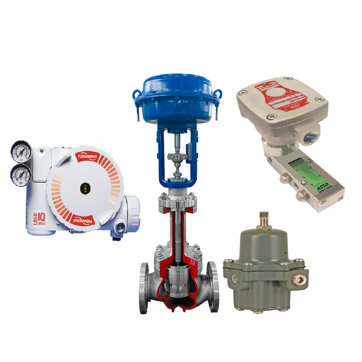 วาล์วควบคุมการไหลด้วย Flowserve 3200MD Valve Positioner ASCO 551 ...